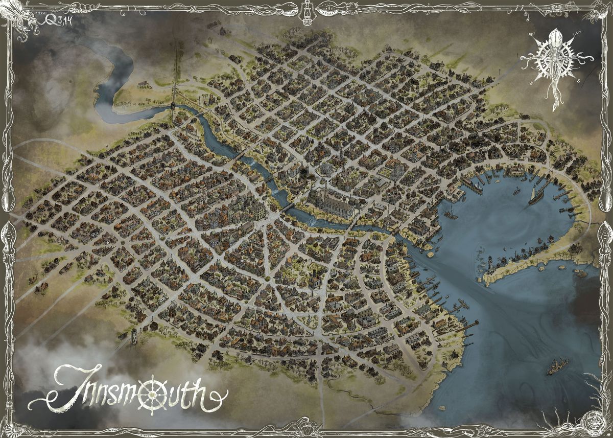 'Innsmouth map' Poster, picture, metal print, paint by QatlasMap | Displate