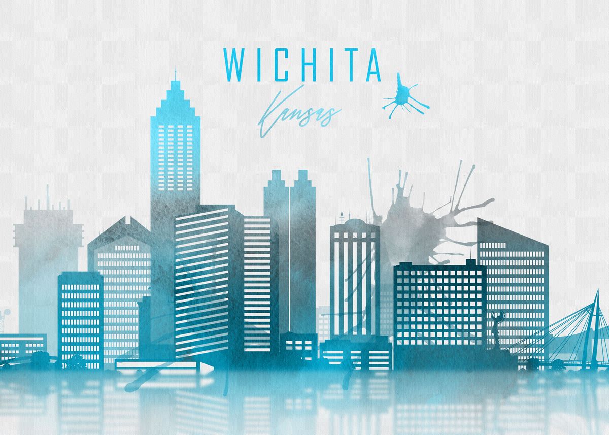 'Wichita Kansas Skyline' Poster, picture, metal print, paint by Dim ...