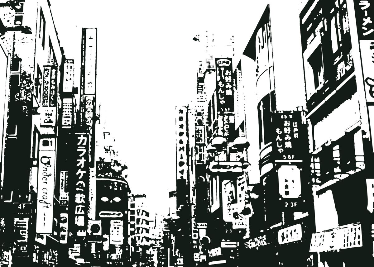 'Raindrops in Tokyo' Poster, picture, metal print, paint by Luke ...