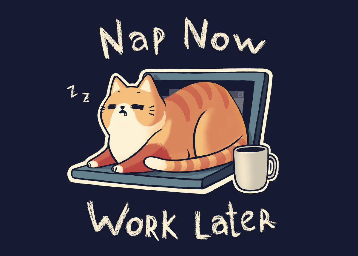 'Cute Nap Cat' Poster, picture, metal print, paint by Blanca Vidal ...