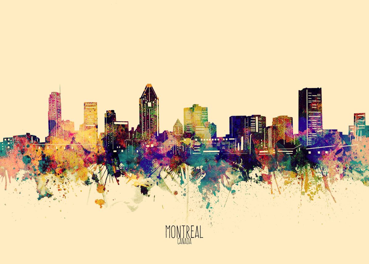 'montreal skyline yellow' Poster by Bekim Art | Displate