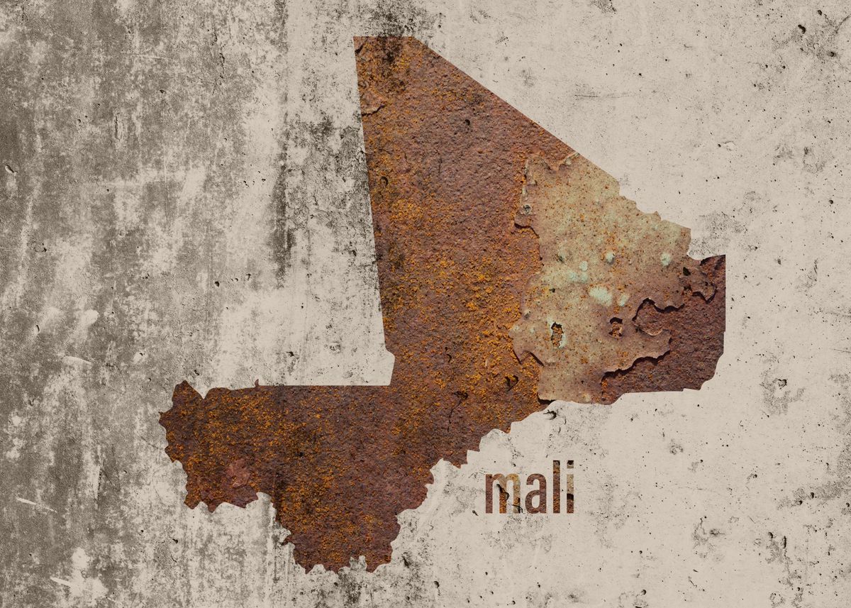 'Mali Map Rusty Cement' Poster, picture, metal print, paint by Design ...
