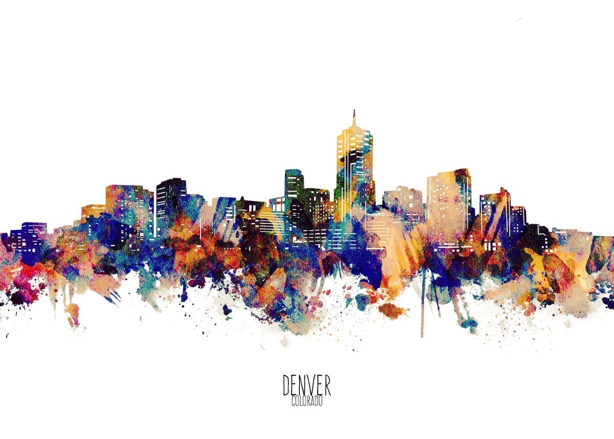 'denver watercolor 2' Poster, picture, metal print, paint by Bekim Art ...