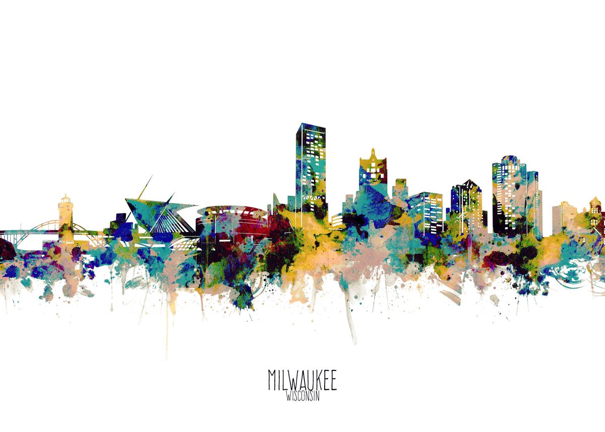 'milwaukee watercolor 2' Poster, picture, metal print, paint by Bekim ...