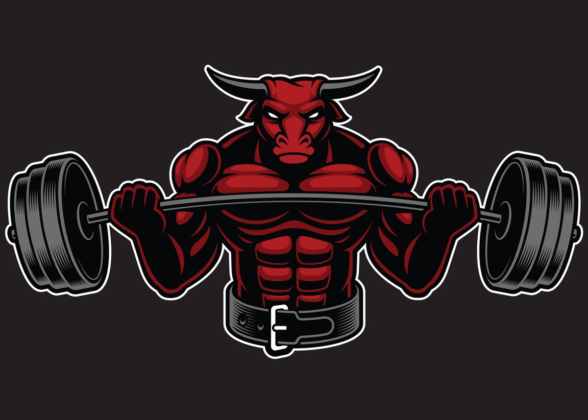 'Bodybuilding Bull' Poster, picture, metal print, paint by Chris ...