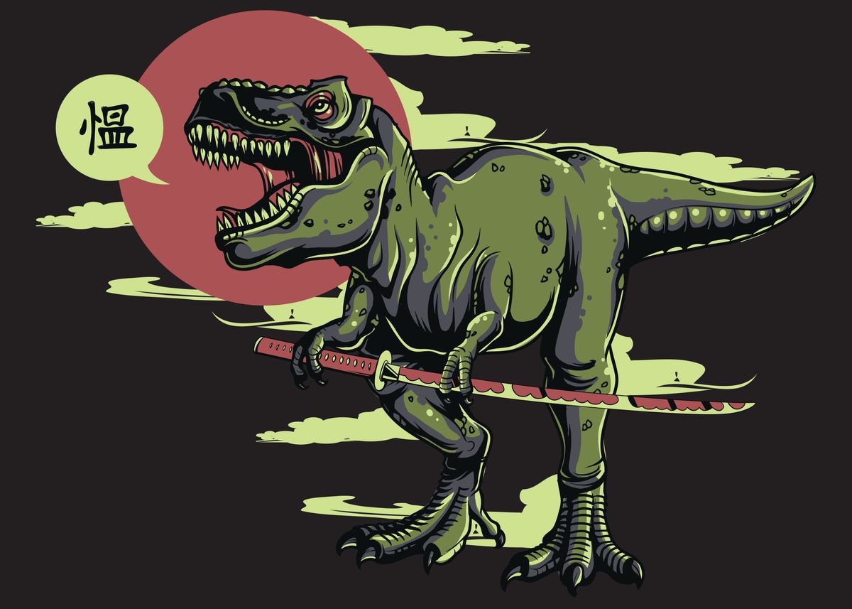 'Dino Samurai ' Poster, picture, metal print, paint by Chris Simmons ...
