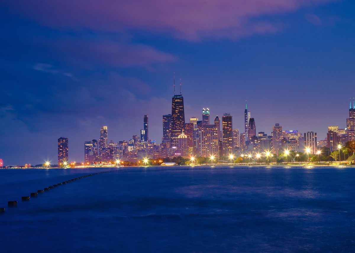 'Chicago Skyline' Poster, picture, metal print, paint by Trey Flynt ...