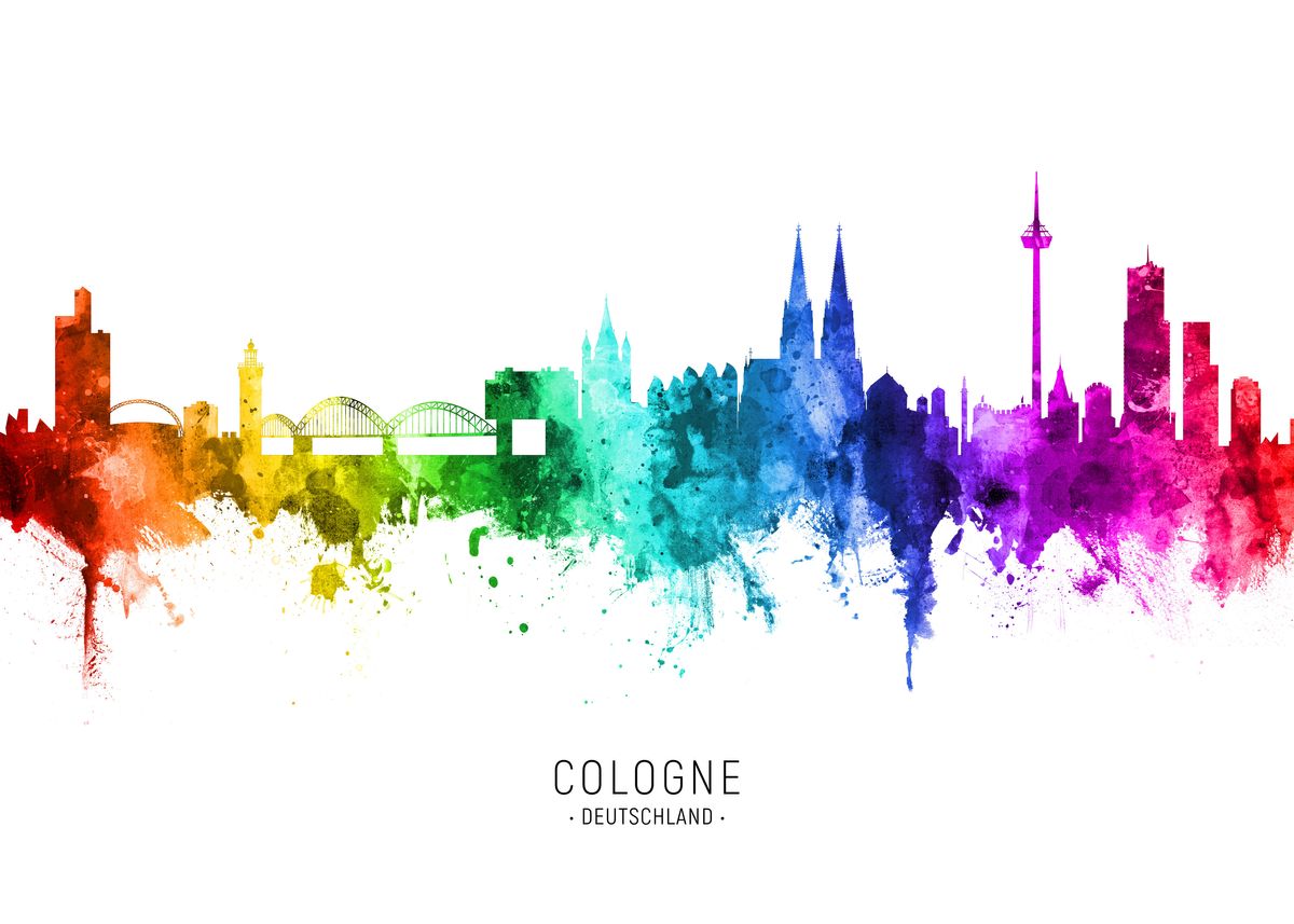 'Cologne Skyline' Poster by Michael Tompsett | Displate