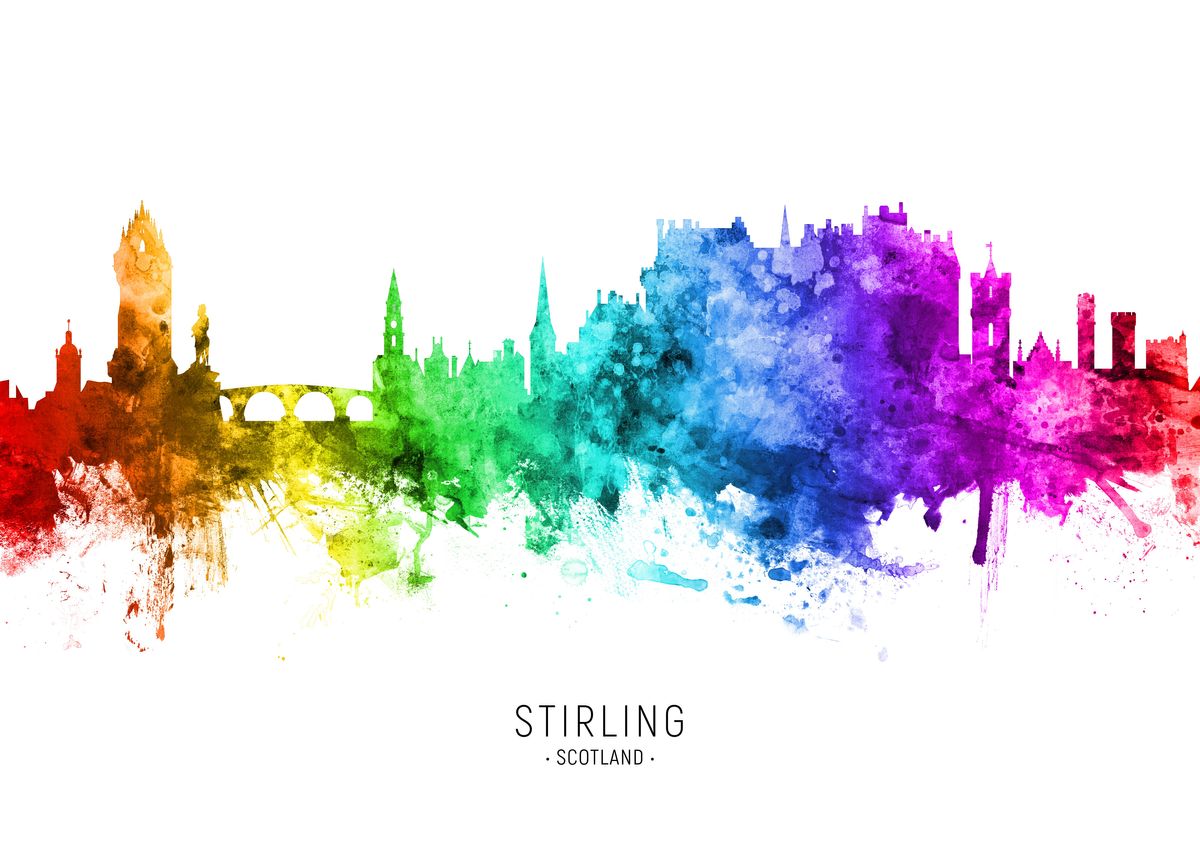 'Stirling Scotland Skyline' Poster, picture, metal print, paint by ...