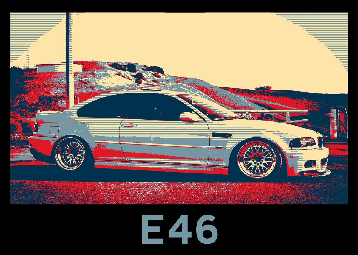 'M3 E46 Side View' Poster, picture, metal print, paint by NoMans | Displate