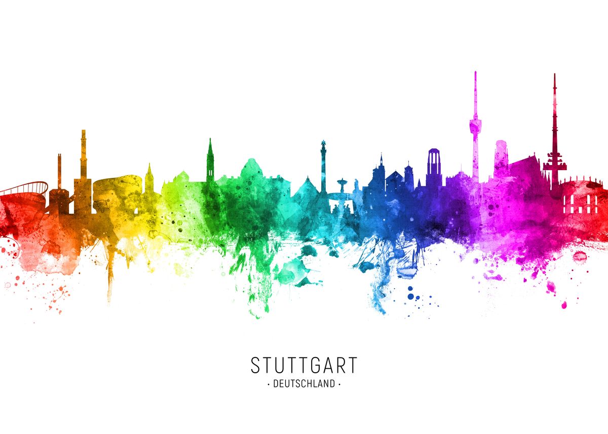 'Stuttgart Skyline' Poster, picture, metal print, paint by Michael ...