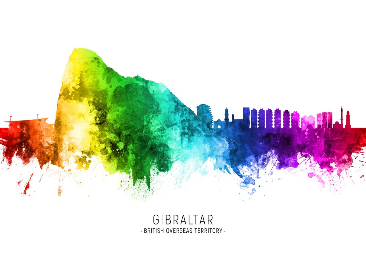 'Gibraltar Skyline' Poster, picture, metal print, paint by Michael ...