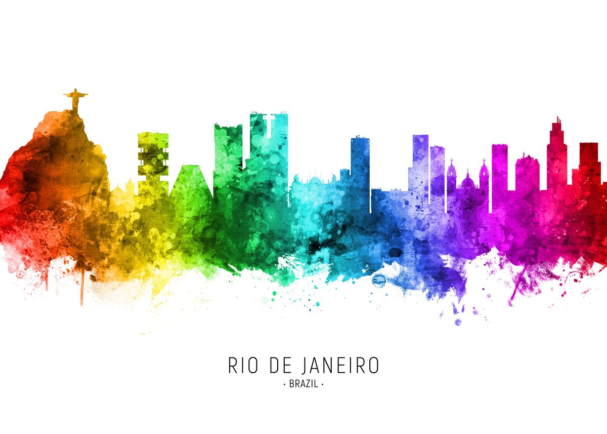 'Rio de Janeiro Skyline' Poster, picture, metal print, paint by Michael ...