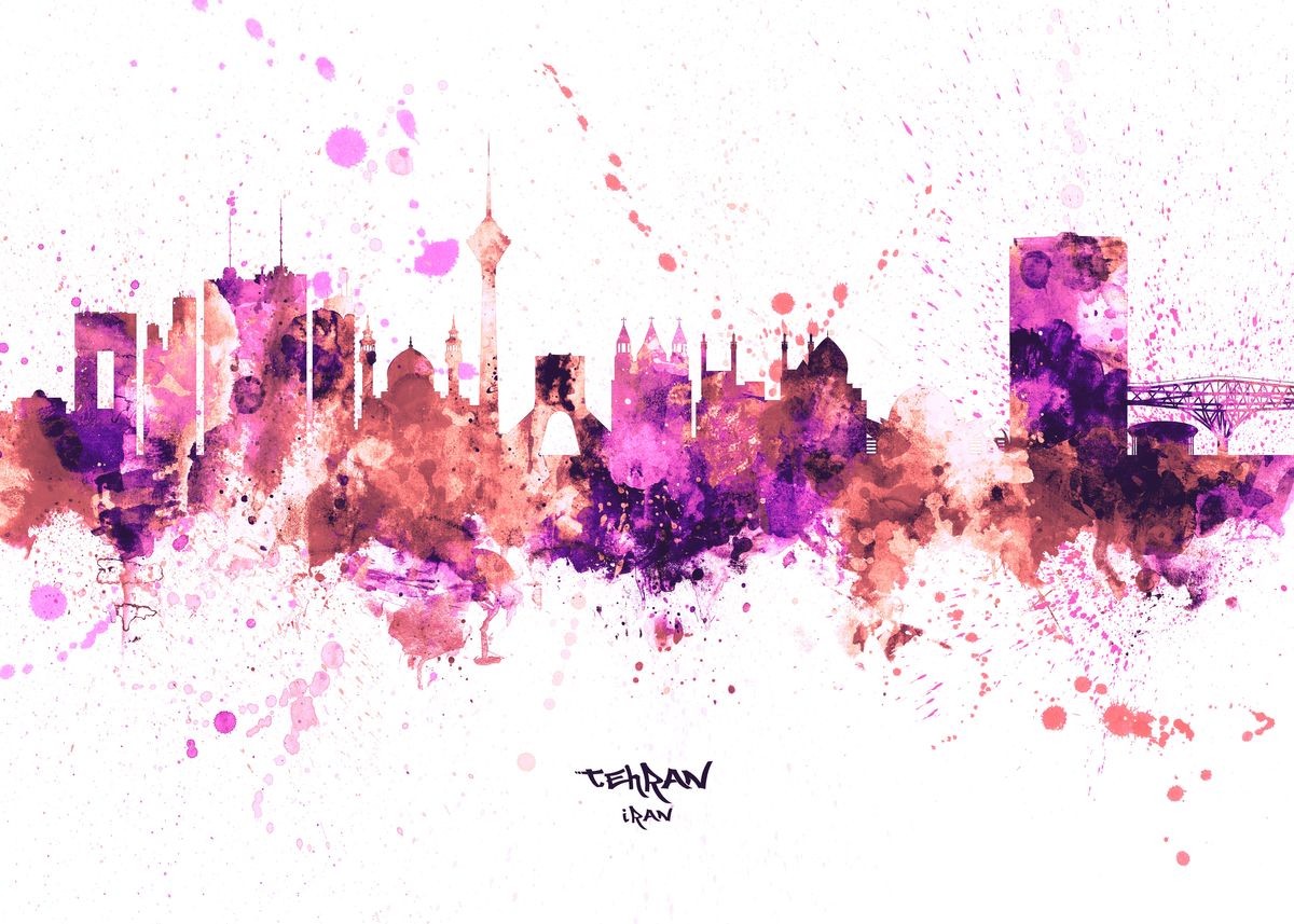 'Tehran Iran Skyline' Poster, picture, metal print, paint by Michael ...