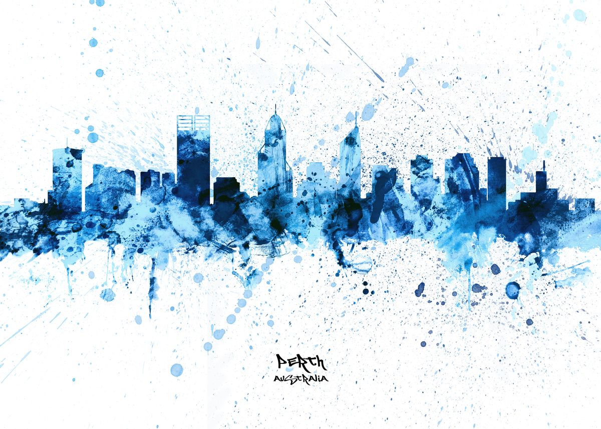 'Perth Australia Skyline' Poster, picture, metal print, paint by ...