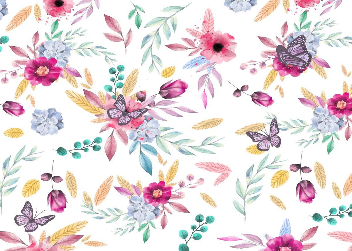 'pink floral pattern' Poster by mallika | Displate
