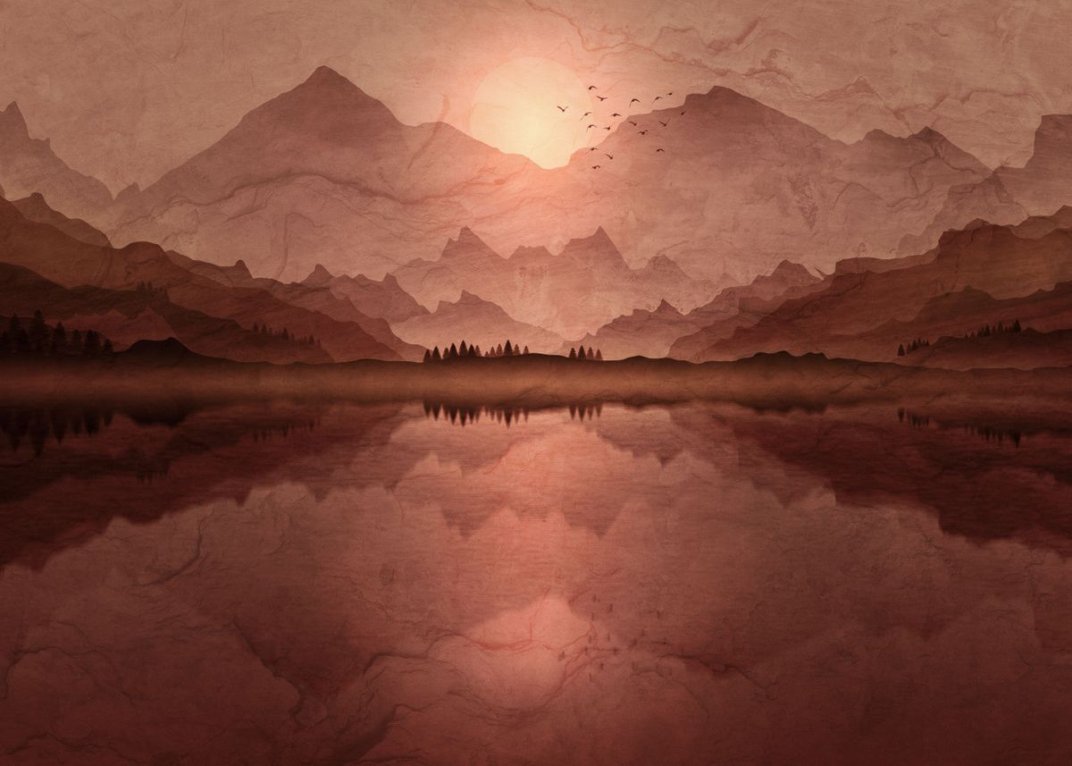 'Setting Sun ' Poster, picture, metal print, paint by Mick Blakey ...