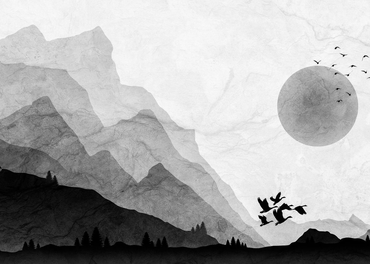 'Textured Mountains' Poster, picture, metal print, paint by Mick Blakey ...