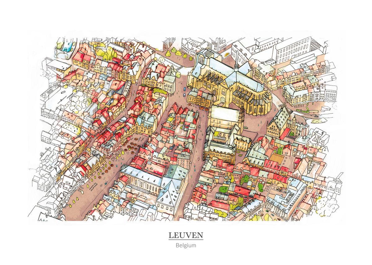 'Leuven Belgium city map' Poster, picture, metal print, paint by ...