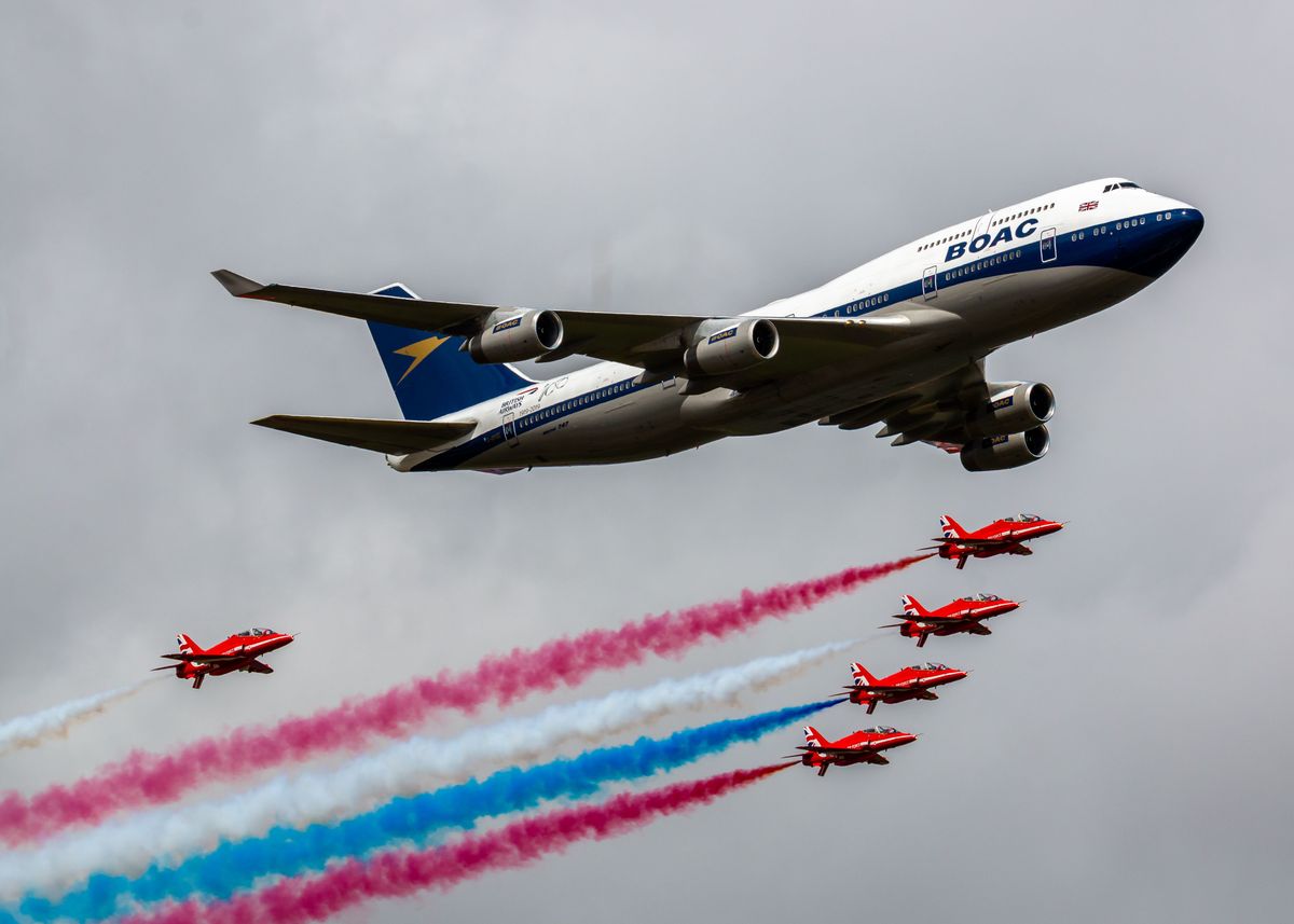 'BA 747 Red Arrows' Poster, picture, metal print, paint by Matthew ...