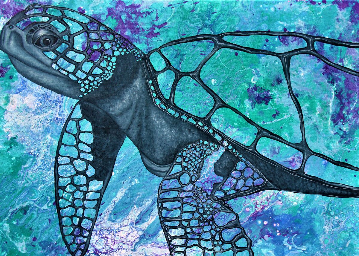 'Blue Turtle' Poster by Gemma Louise Pap | Displate
