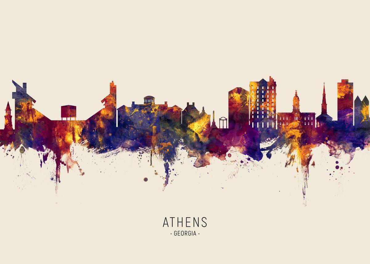 'Athens Georgia Skyline USA' Poster by Michael Tompsett | Displate