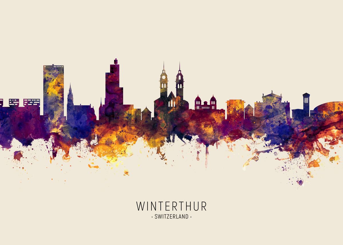 'Winterthur Skyline' Poster by Michael Tompsett | Displate