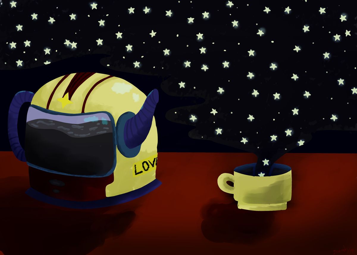 'space tea time' Poster, picture, metal print, paint by Joandri | Displate