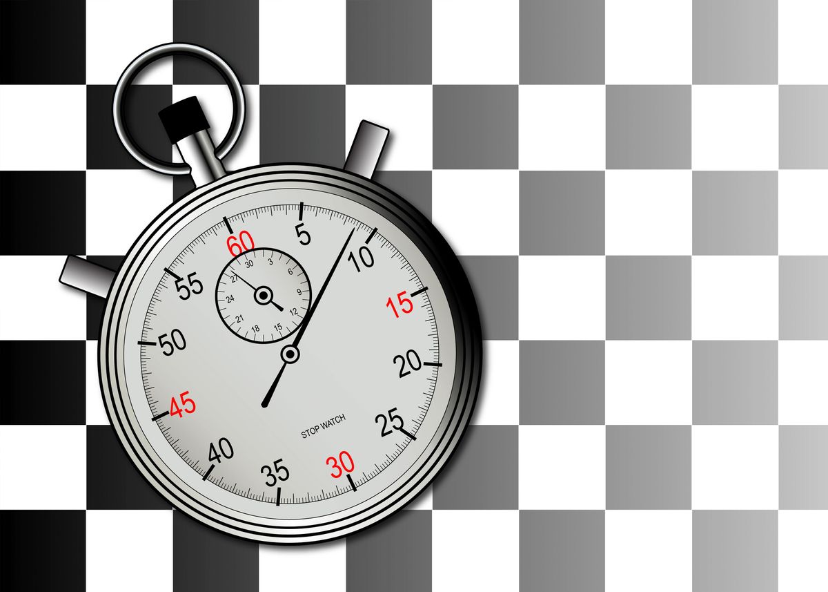 'Chequered Flag Stop Watch' Poster, picture, metal print, paint by ...