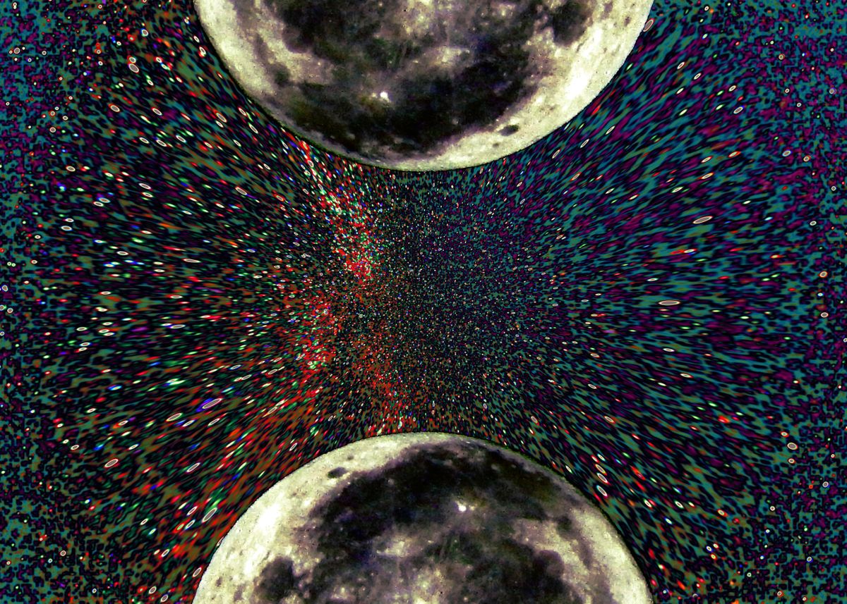 'Two Moons at Warp Drive' Poster, picture, metal print, paint by ...