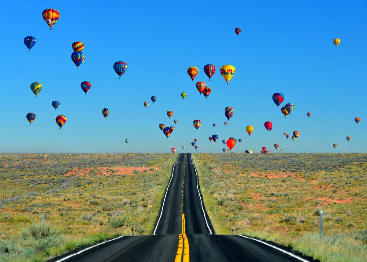 'Balloon highway' Poster by David Thompson | Displate