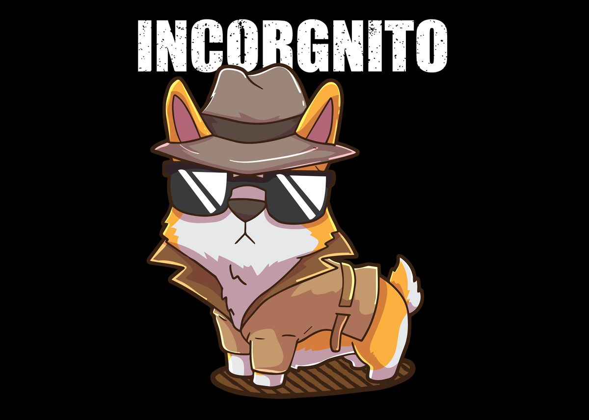 'Corgi Incorgnito Agent Spy' Poster, picture, metal print, paint by ...