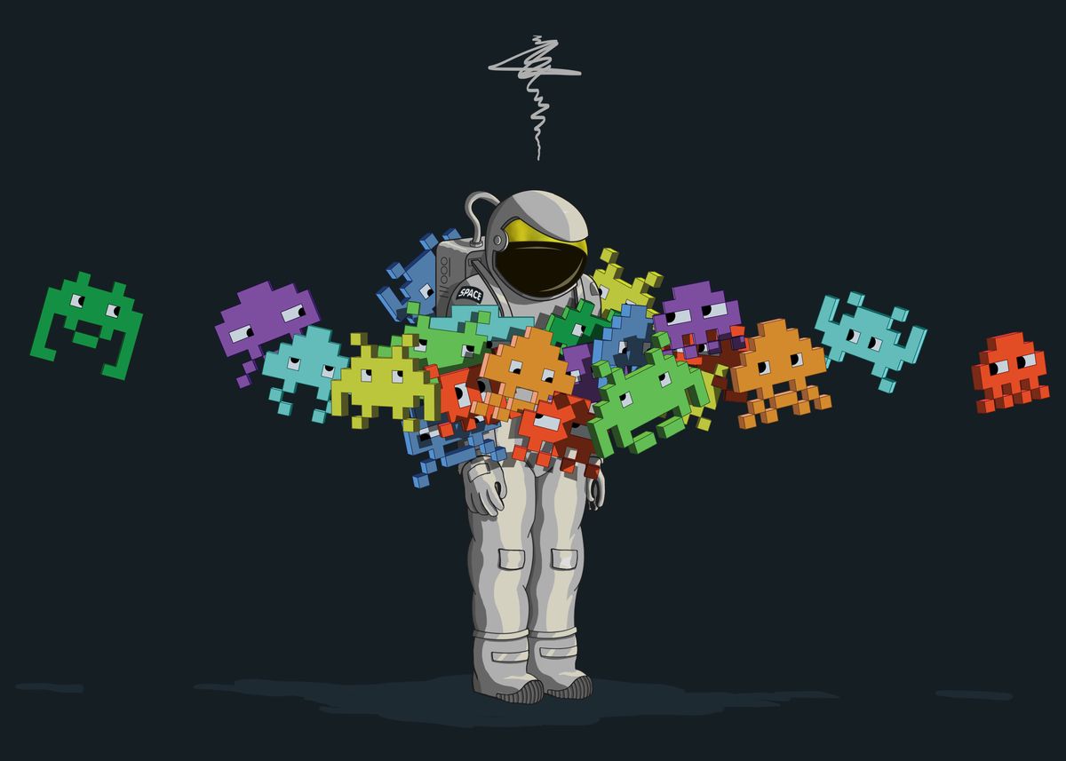 'Personal Space Invaders' Poster, picture, metal print, paint by ...