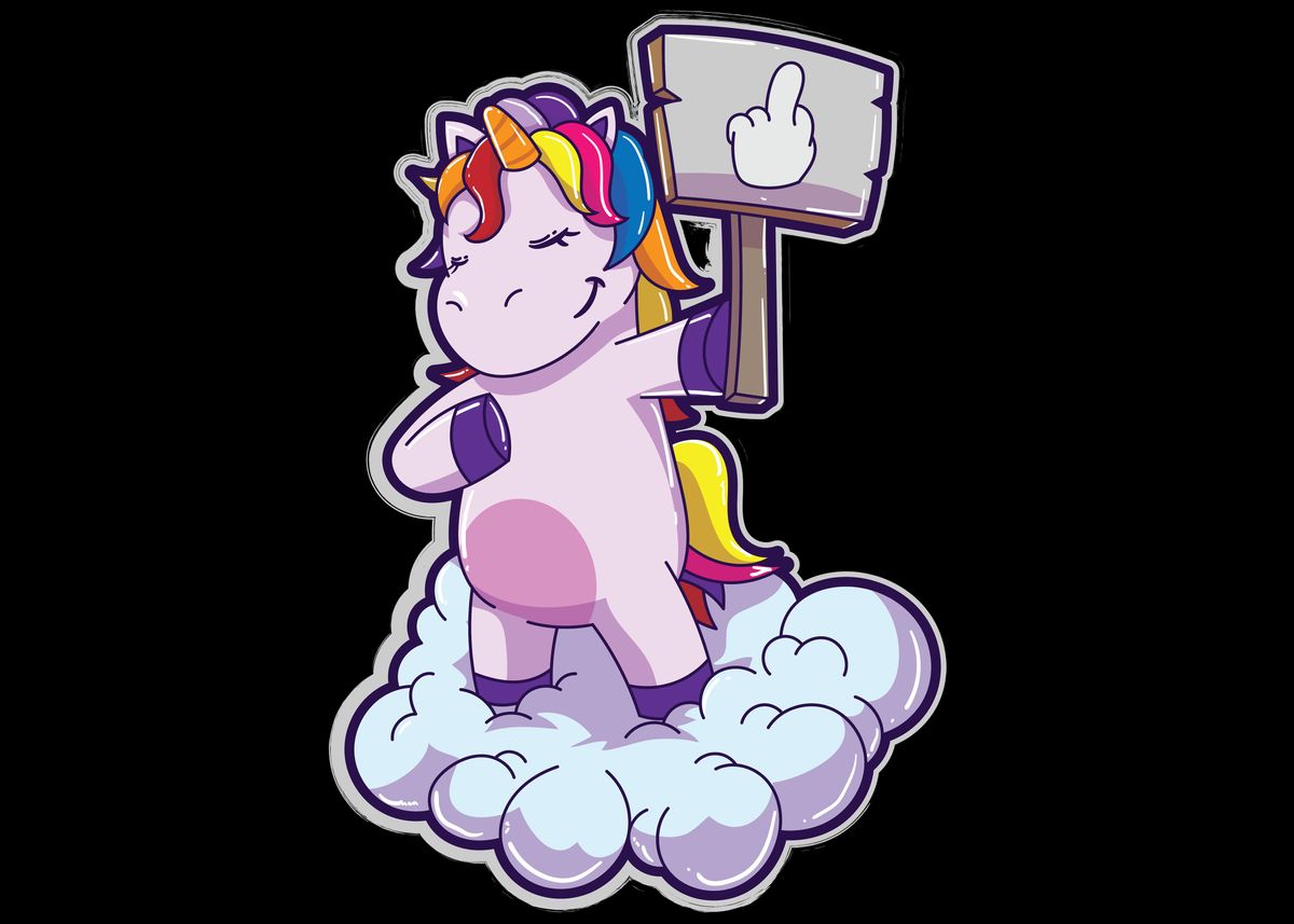 'Naughty Unicorn' Poster, picture, metal print, paint by Teecher Martin ...