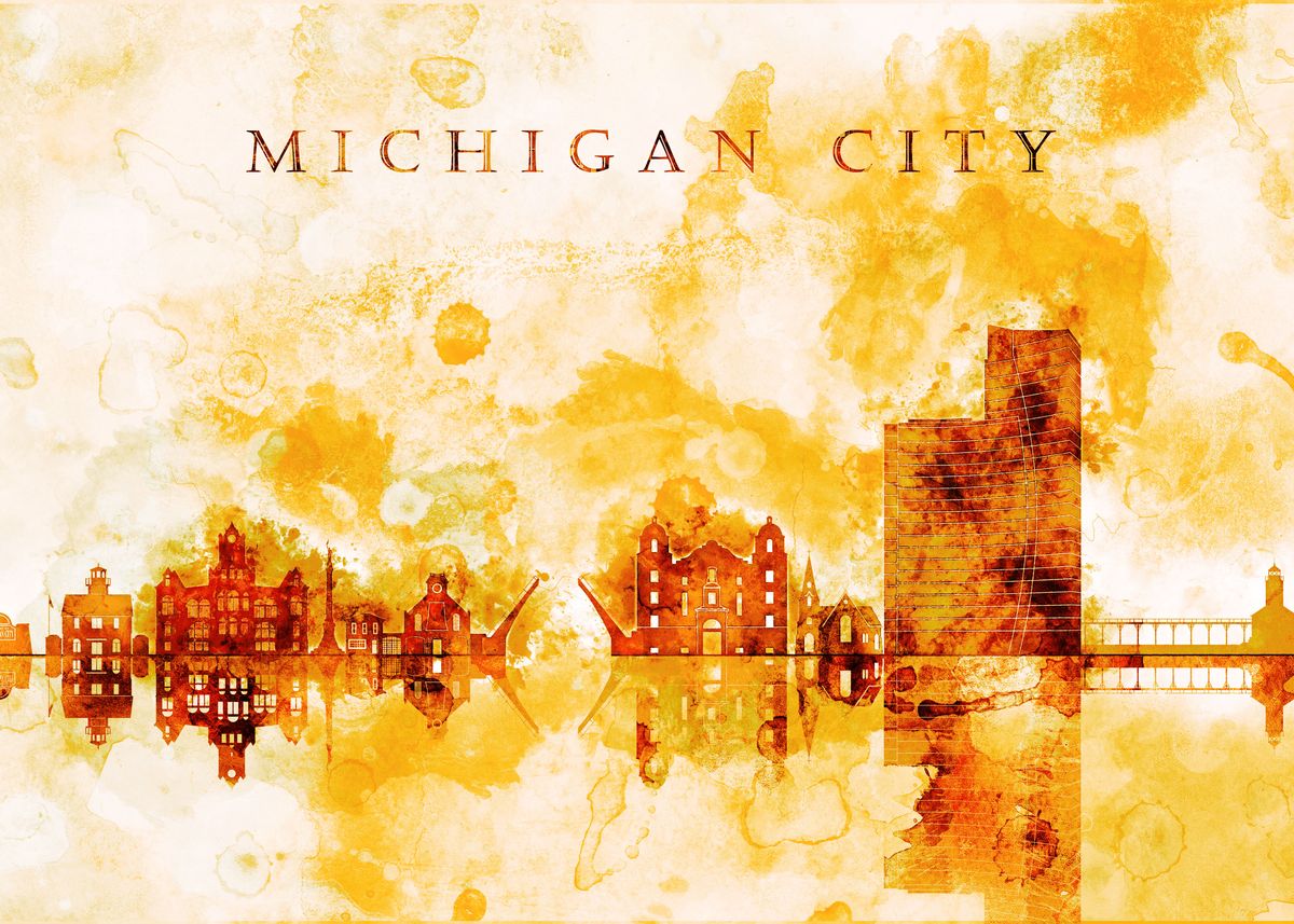 'Michigan City Skyline' Poster by Dim | Displate