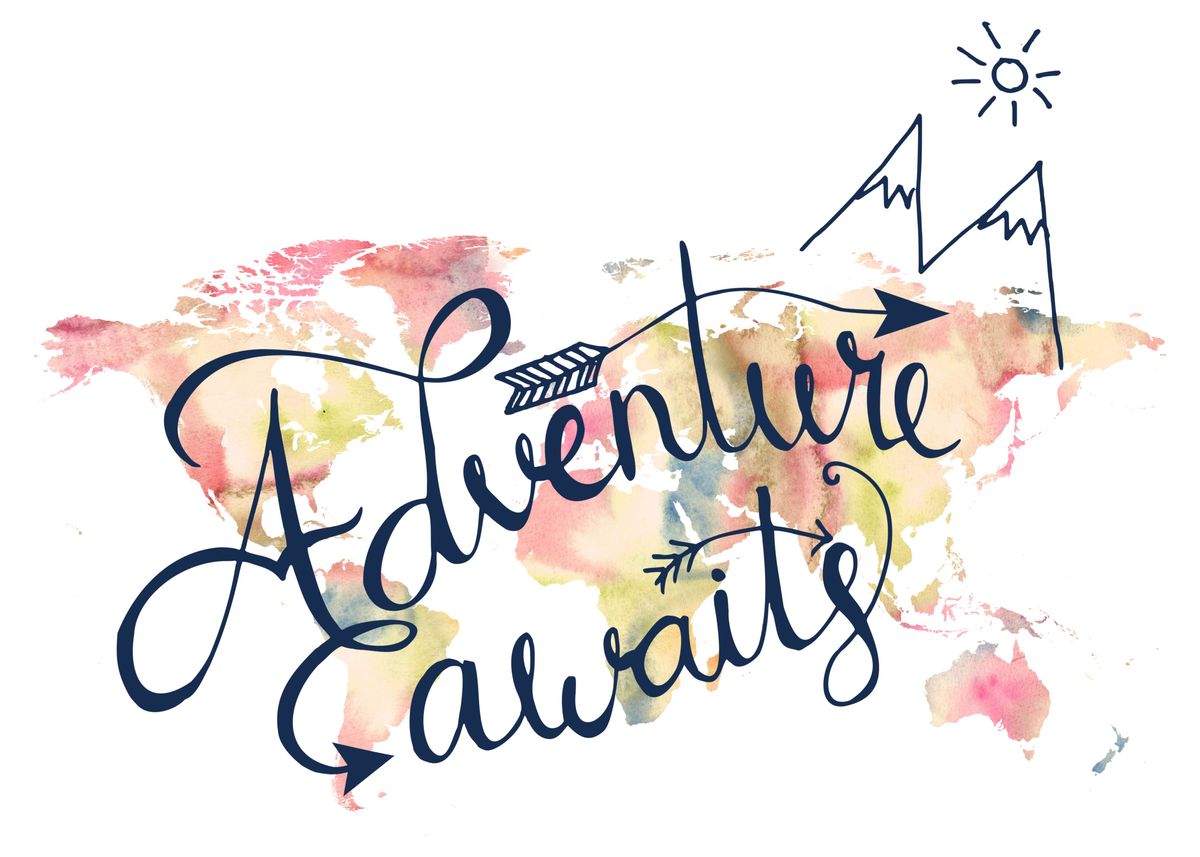 'Adventure awaits map' Poster, picture, metal print, paint by ...