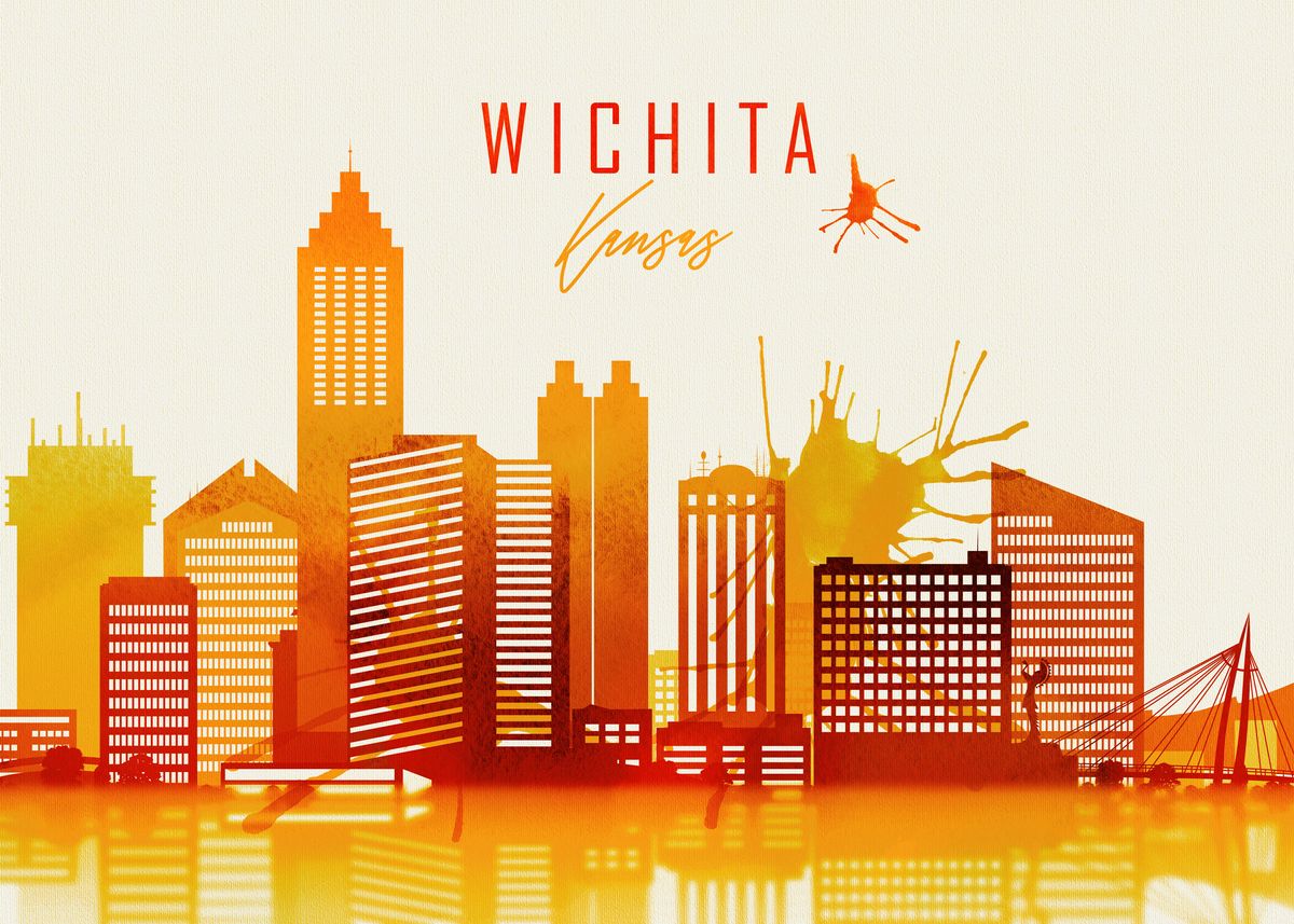 'Wichita Kansas Skyline ' Poster, picture, metal print, paint by Dim ...