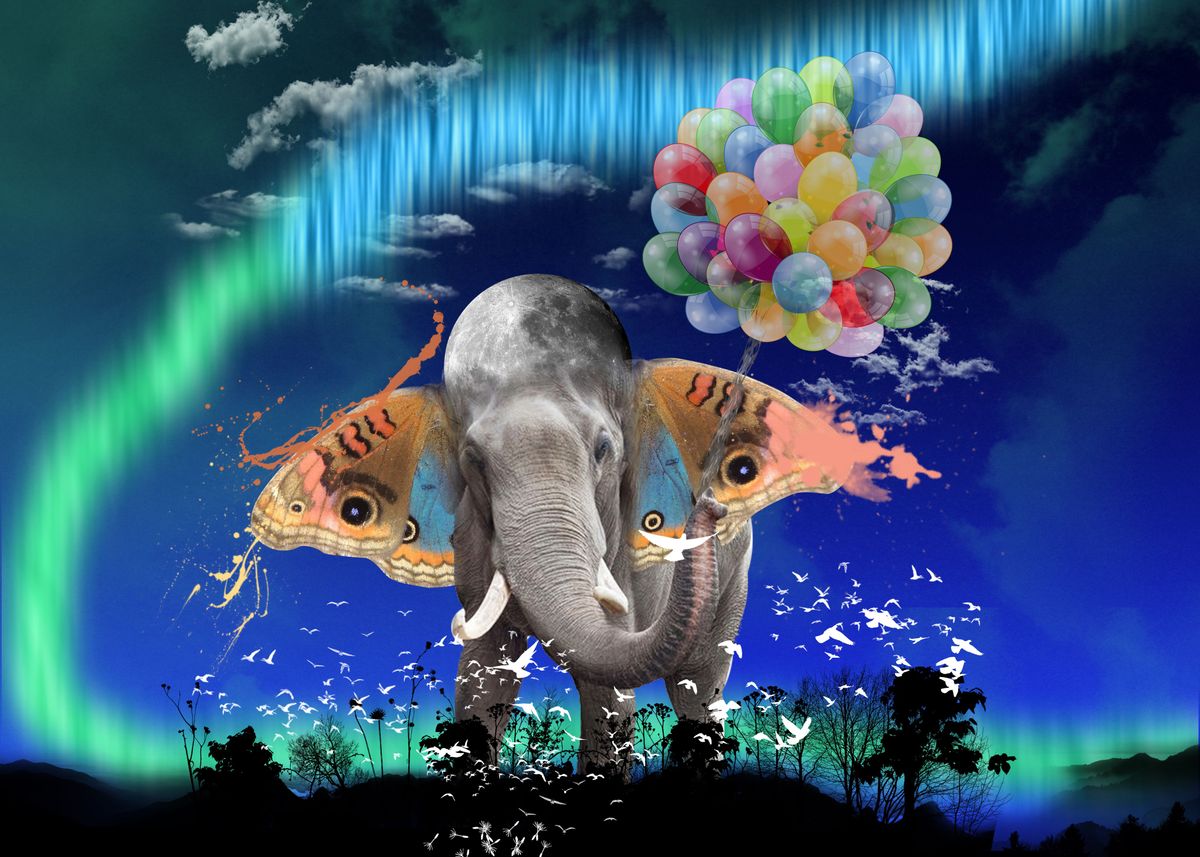 'Butterphant' Poster, picture, metal print, paint by SusyRabiscArt ...