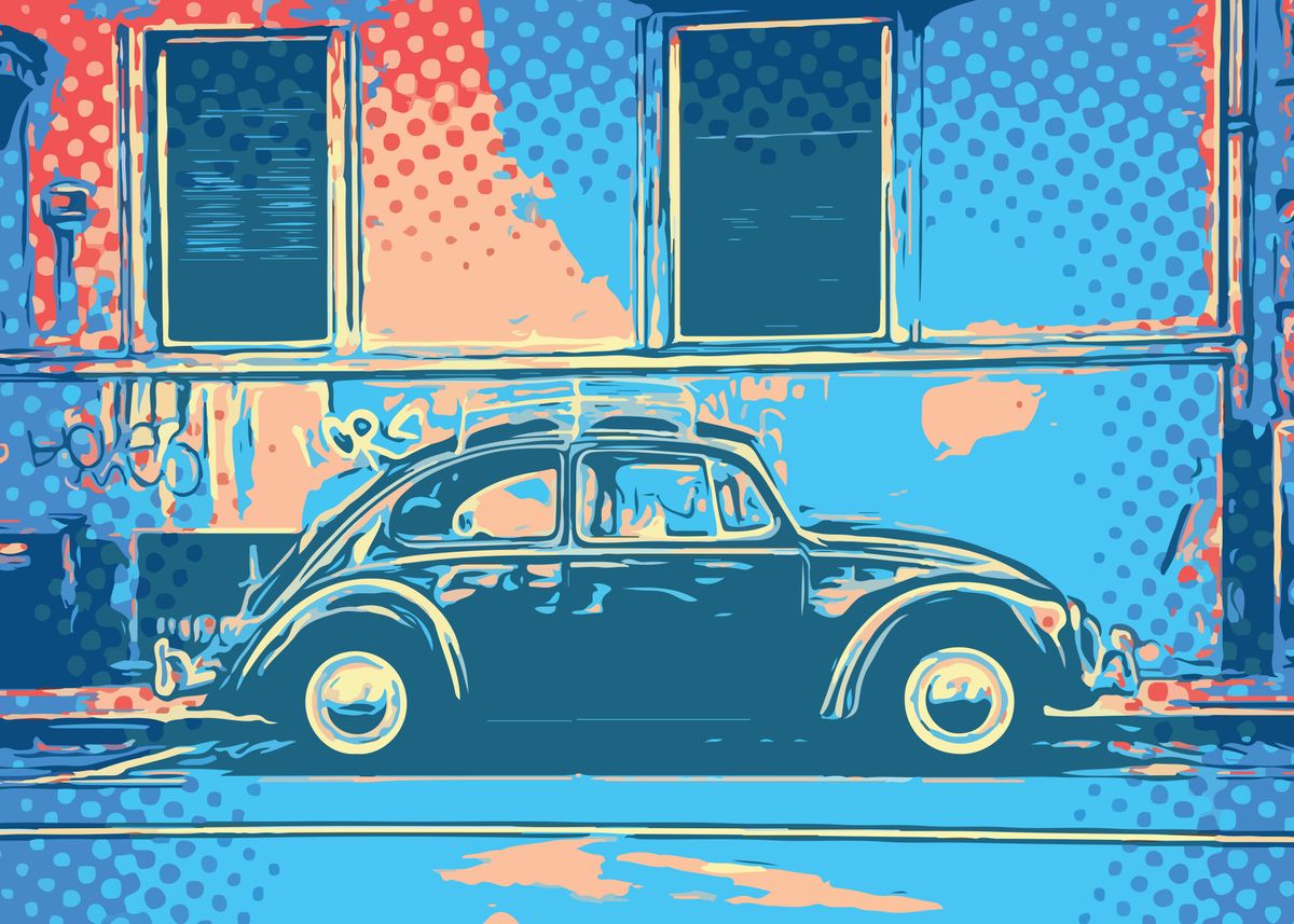 'Side view of a retro car' Poster, picture, metal print, paint by DSpot ...