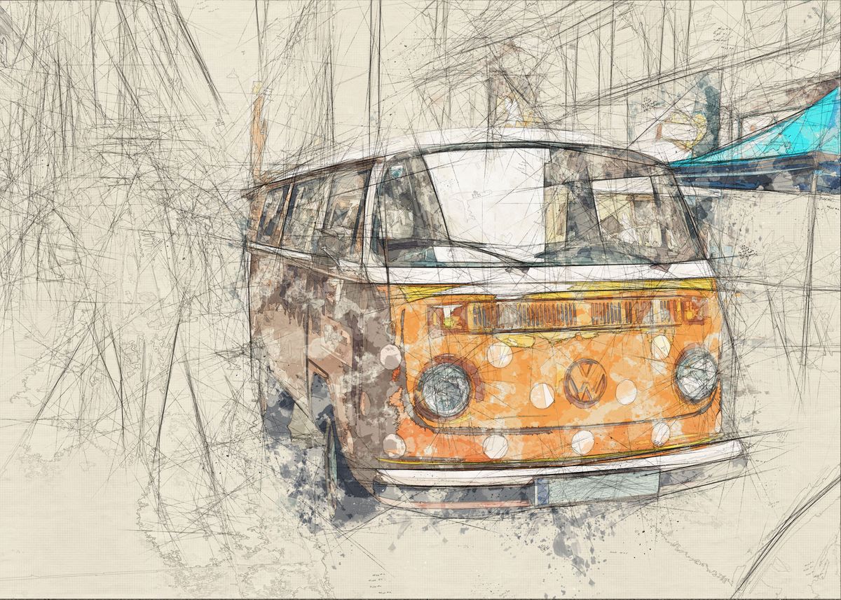 'Spotty VW Van' Poster, picture, metal print, paint by Enchanted Elm ...