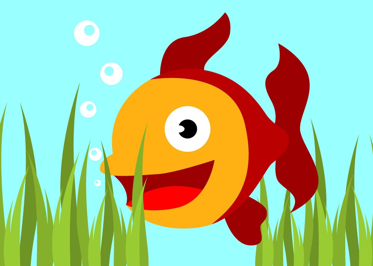 'cute red fish' Poster, picture, metal print, paint by Dheograft | Displate