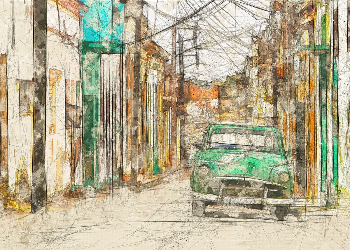 'Cuban Vintage Car' Poster by Enchanted Elm | Displate