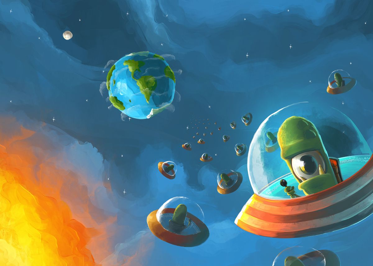 'Alien invasion' Poster by Jo Rivadulla | Displate