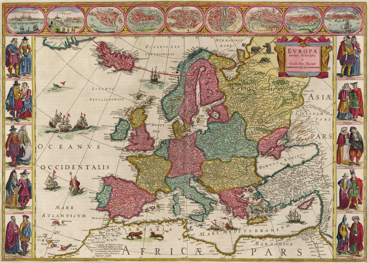 'Europe Old Map 1665' Poster, picture, metal print, paint by Daniel ...