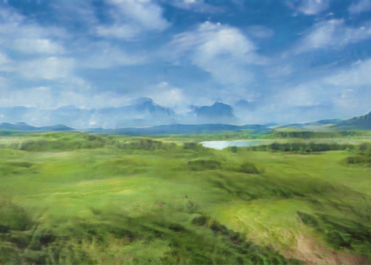 'Green Field' Poster, picture, metal print, paint by lokokina | Displate