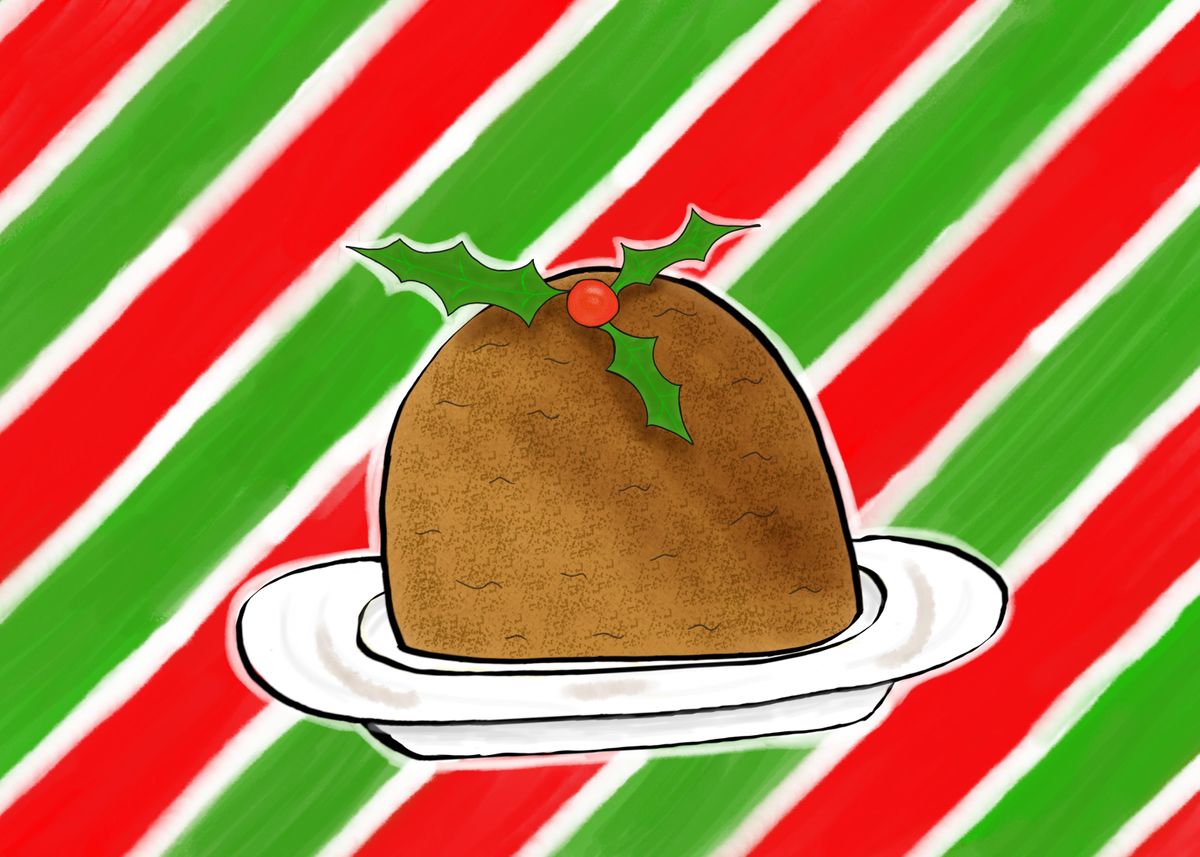 'a very merry christmas pud' Poster, picture, metal print, paint by ...