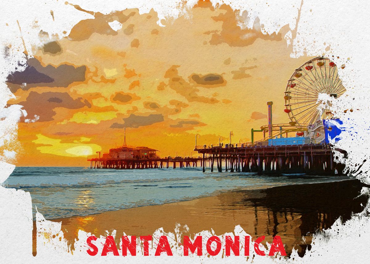 'Santa Monica' Poster, picture, metal print, paint by Anxhela Sufa ...