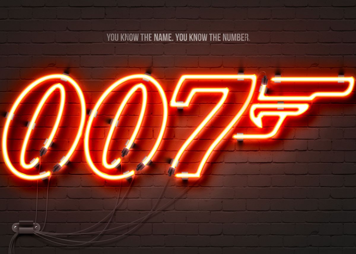 '007 neon sign' Poster, picture, metal print, paint by StuStu | Displate