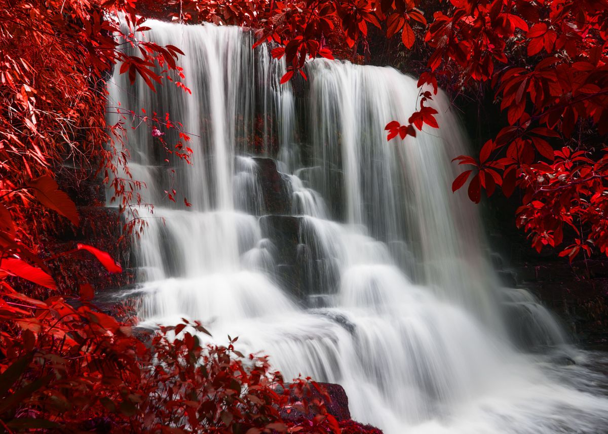 'Red Waterfall Dream' Poster by ACR ACR | Displate