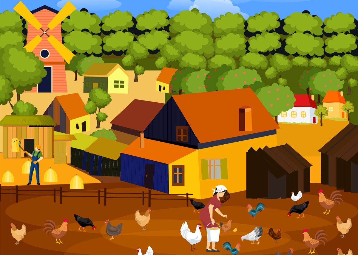 'Village' Poster, picture, metal print, paint by Michal Eyal | Displate